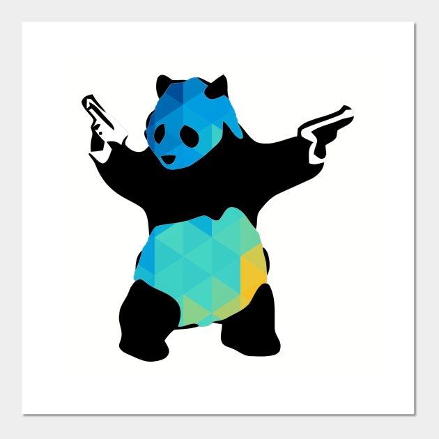 Bansky Panda Guns Abstract Polygon Multi Color Cubism - Banksy Panda ...