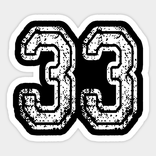 Number 33 Grungy in white - 33 - Sticker | TeePublic
