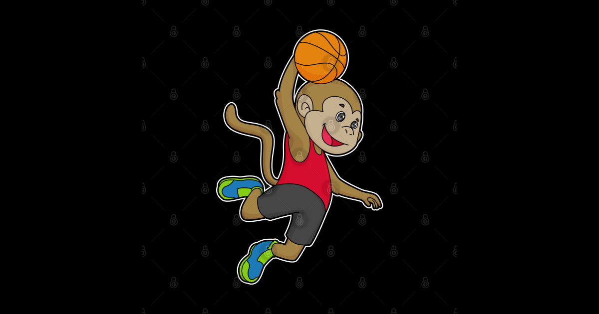 Monkey Basketball player Basketball - Basketball - Sticker | TeePublic