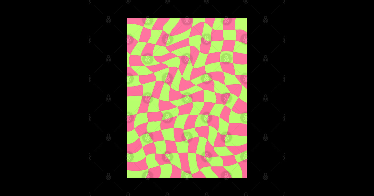 Pink and Green Wavy Checkered Pattern - Checkered - Sticker | TeePublic