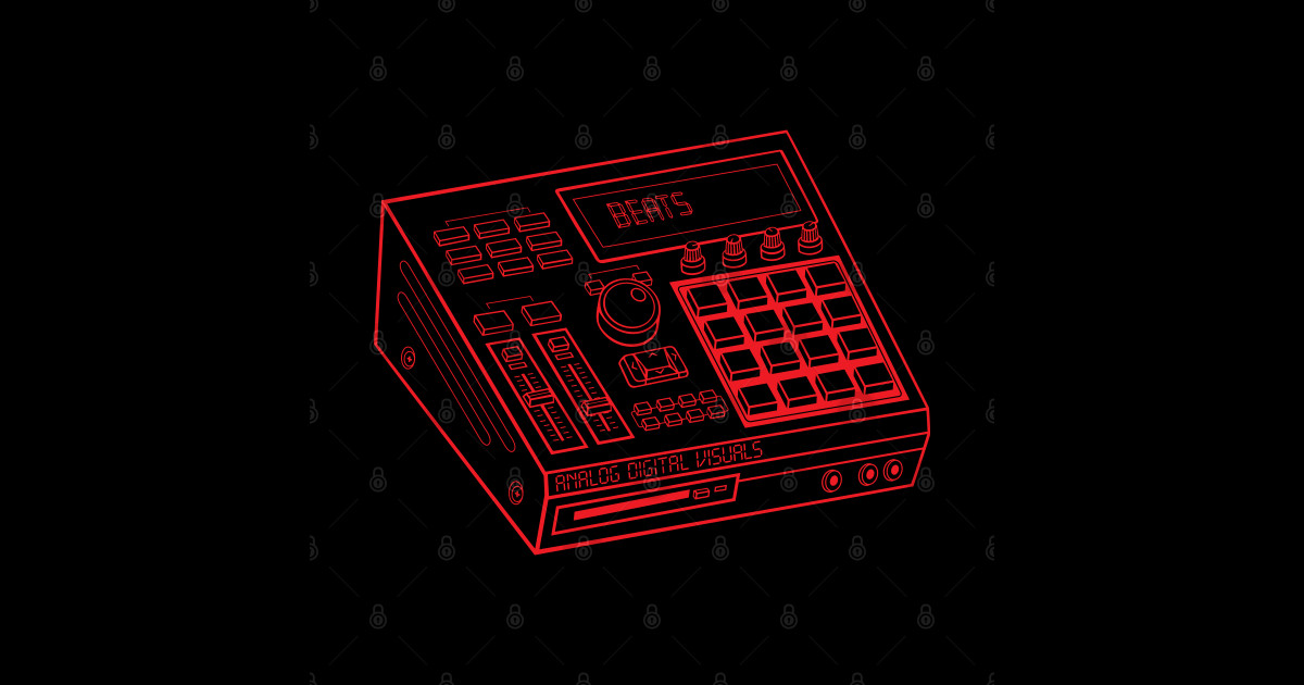 Beat Maker (Red Lines) Analog / Music - Beatmaker - Sticker | TeePublic