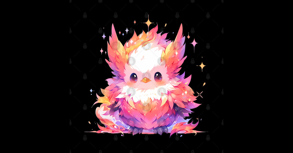 Cute Kawaii Pastel Fire Phoenix - Kawaii Phoenix - Sticker | TeePublic