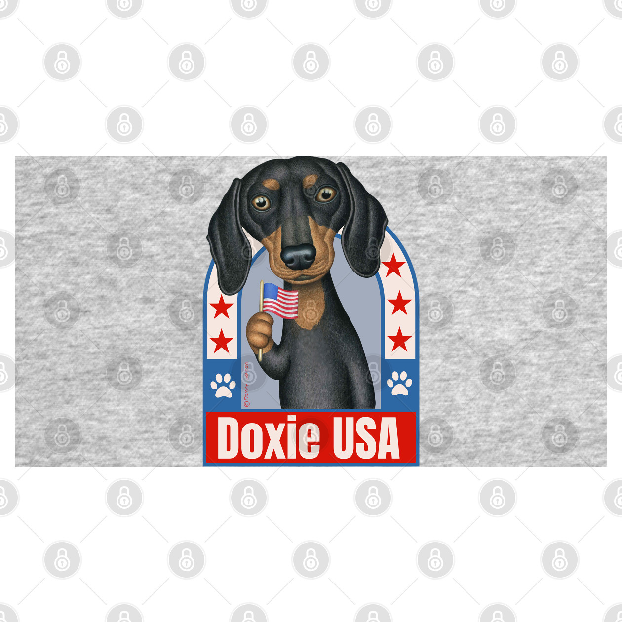 Doxie red white and blue flag America Dachshund USA love - Dachshund ...