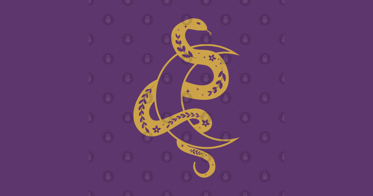 Wriggling yellow snake and crescent moon - Snake - T-Shirt | TeePublic