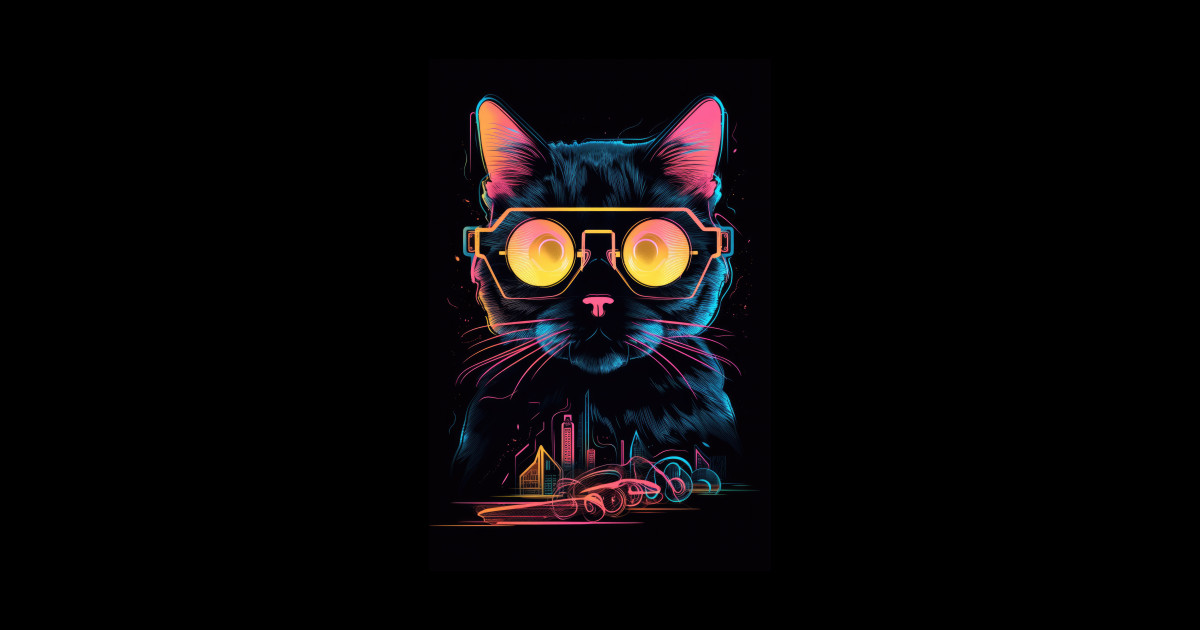 Cyber Nerd Cat - Cat - Sticker | TeePublic