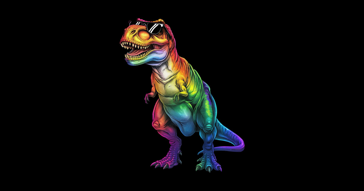 T Rex Dinosaur LGBT Pride Rainbow Flag Colorful - T Rex Dinosaur Lgbt ...
