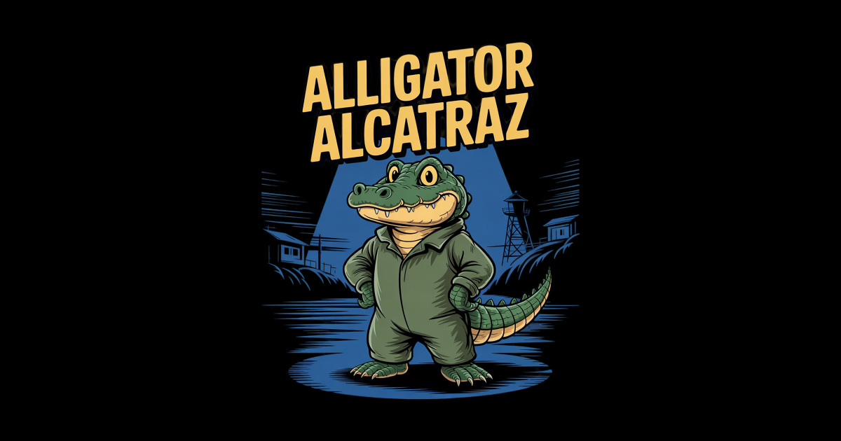 Alligator Alcatraz Cartoon Jail Animal Humor - Alligator Alcatraz ...