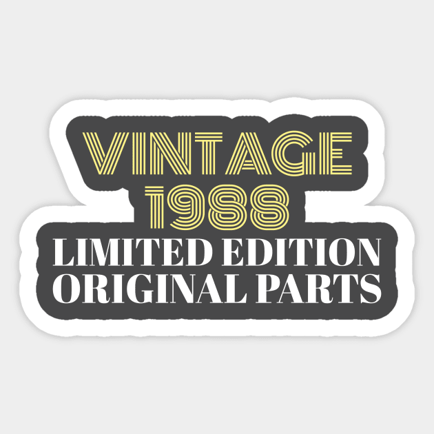 Vintage 1988 Limited Edition Original Parts - 1988 - Sticker | TeePublic