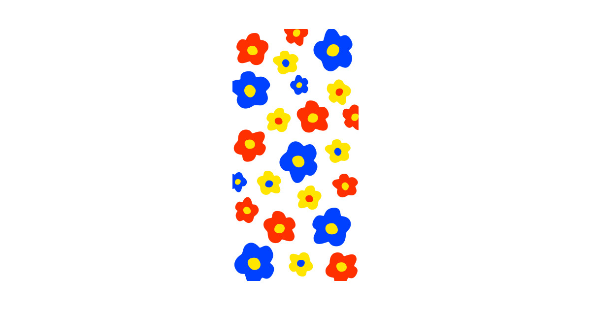 Vintage Aesthetic Minimalist Primary Color Flowers - Aesthetic - T ...