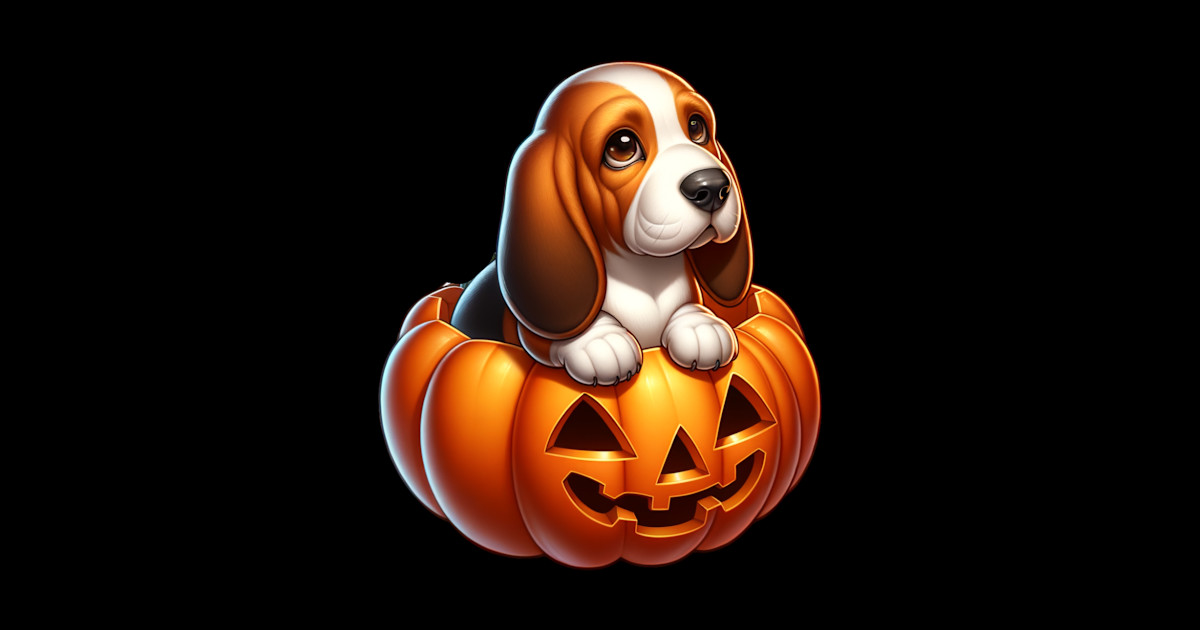 Basset Hound In A Jack O Lantern - Basset Hound - Sticker | TeePublic