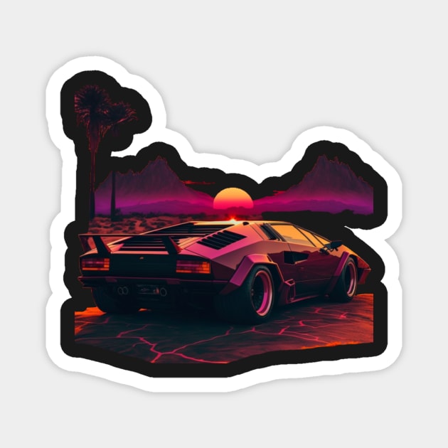 Lamborghini Countach 1974 synthwave sunset - Lamborghini - Magnet ...
