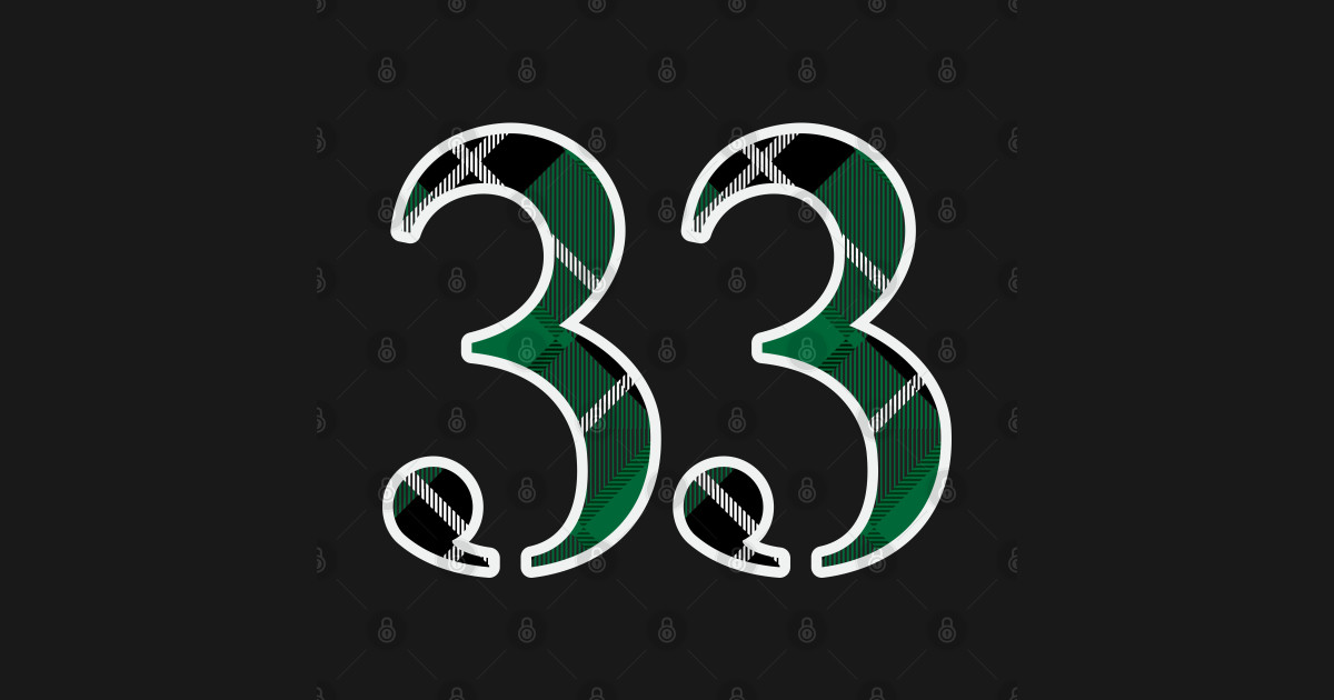 33 Sports Jersey Number Green Black Flannel - 33rd - T-Shirt | TeePublic