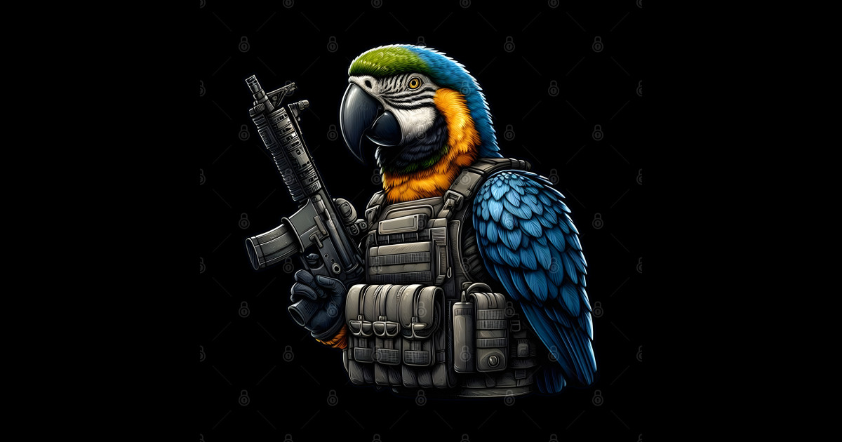 Tactical Parrot - Parrot - Sticker | TeePublic