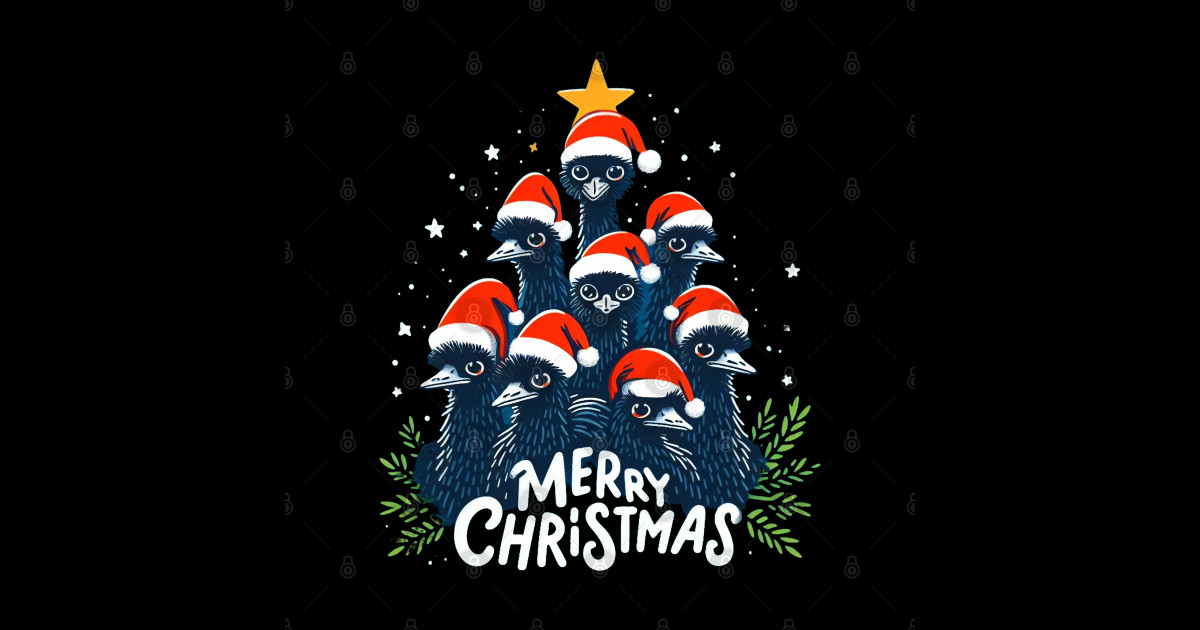 christmas australian emu - Christmas Australian Emu - Sticker | TeePublic
