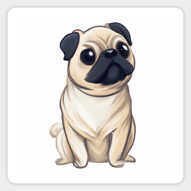 Cute Pug Drawing - Pug - Sticker | TeePublic