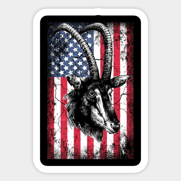 Patriotic Antelope American Flag - Antelope American Flag - Sticker ...
