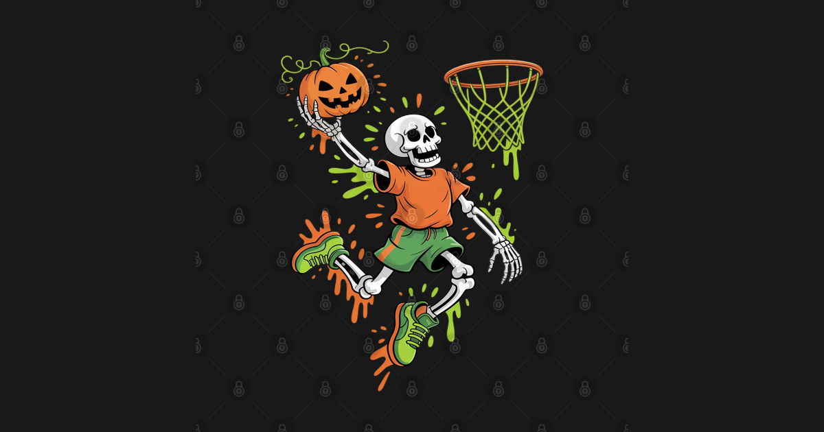 Spooky Basketball Skeleton Player - New Designs - T-Shirt | TeePublic