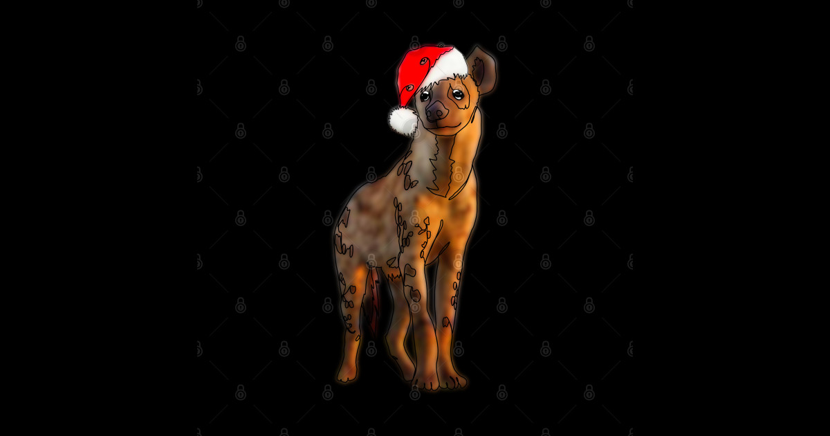 Hyena in a Santa Hat - animalzinhats - Animalz - Sticker | TeePublic