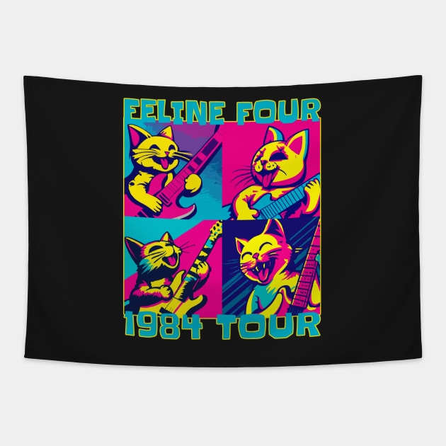 Feline Four Concert Tour 1984 - Cat Rock Band - Tapestry | TeePublic
