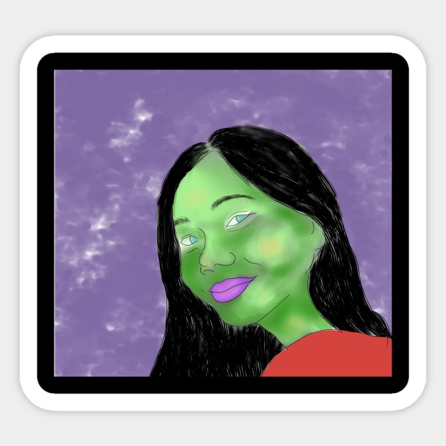 alien girl - Green - Sticker | TeePublic
