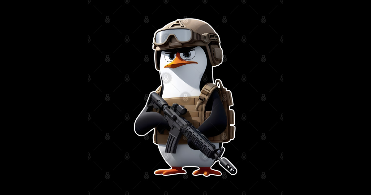 Tactical penguin - Penguin - Sticker | TeePublic