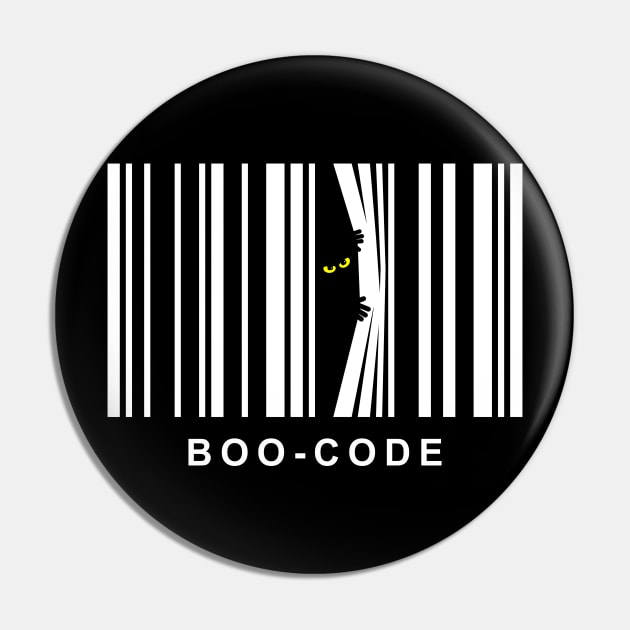 Boo Code Funny Halloween Barcode Scary Eyes Monster - Boo - Pin | TeePublic