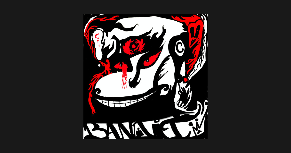 Distorted Face in Red and Black - An Expressive Illustration That ...