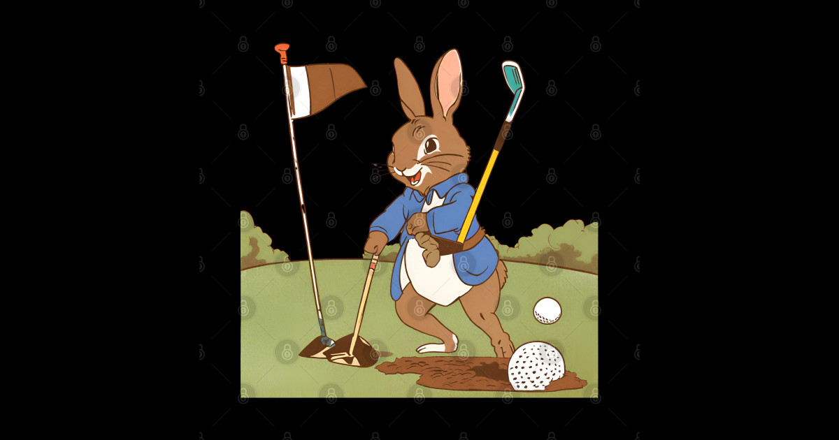 Funny Golfer Rabbit Playing Golf at Golf Course - Funny Golfer ...