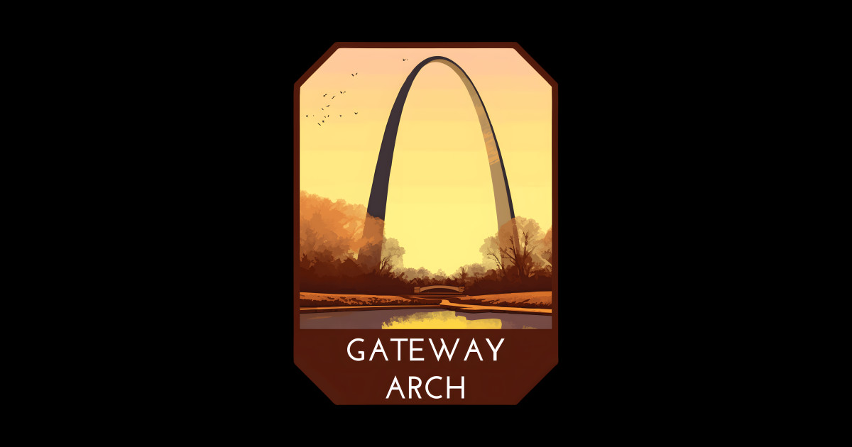 Gateway Arch National Park Vintage Travel Art - Gateway Arch - Sticker ...