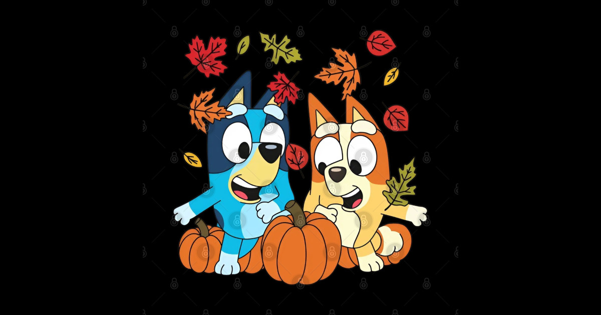 Bluey & Bingo Fall Pumpkins – Autumn Leaves - Bluey Fall - Posters and ...