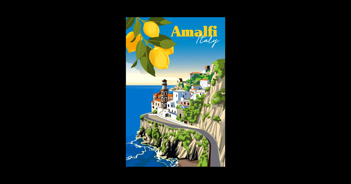 Vintage Travel Poster - Lemon Trees Amalfi, Italy - Amalfi Coast ...