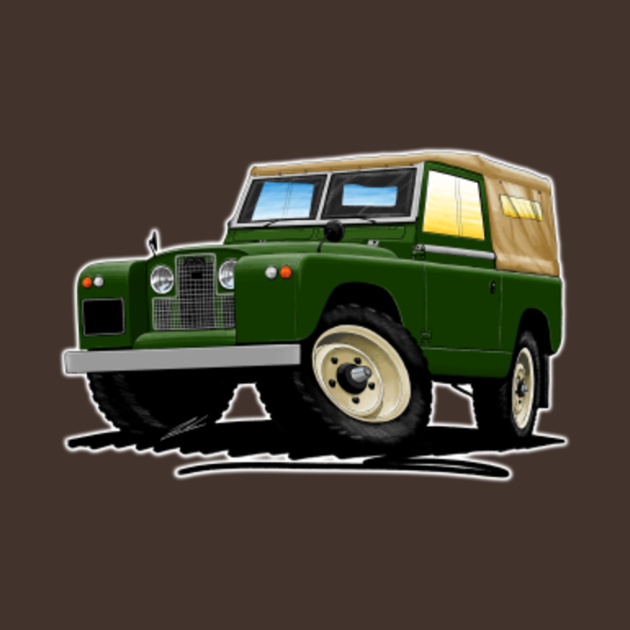 Land Rover Series 2 Green Caricature - Land Rover - T-Shirt | TeePublic