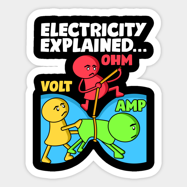 Funny Electrician Design Explains Electricity - Electricity - Sticker ...
