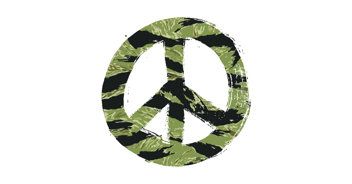 Peace Symbol - Tiger Stripe Camouflage Peace Symbol - T-Shirt | TeePublic