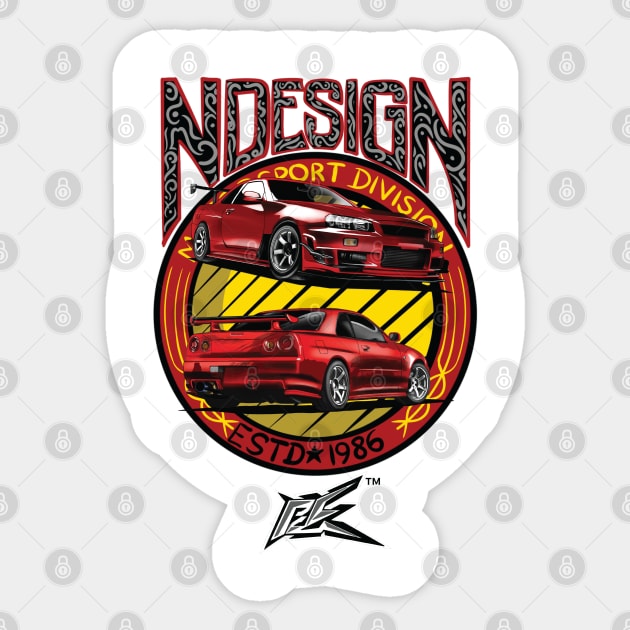 nissan skyline gtr r34 red - Nissan Skyline Gtr R34 - Sticker | TeePublic