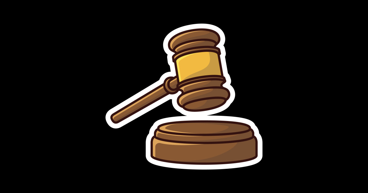Wooden Judge Gavel and Soundboard Sticker vector illustration. Justice ...