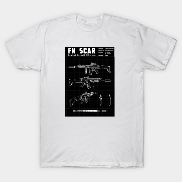 FN SCAR SCHEMATIC - Assault Rifle - T-Shirt | TeePublic