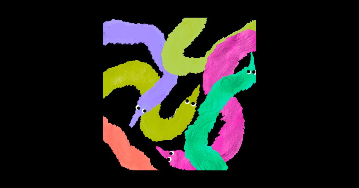 Worm Party! 2 | Muted Rainbow Worms - Worm On A String - Magnet | TeePublic