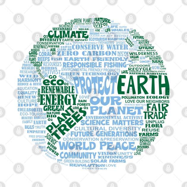Save Earth - Protect Earth - Word Cloud - Earth Day - T-Shirt | TeePublic