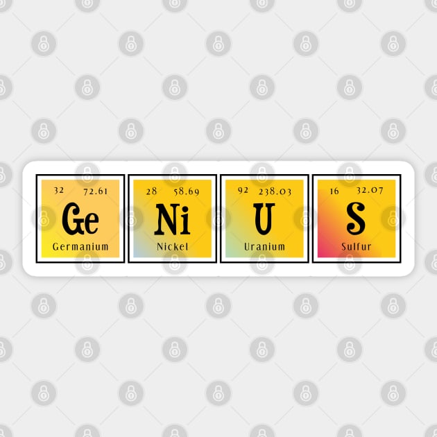 Genius | Periodic Table of Elements - Genius Periodic Table - Sticker ...
