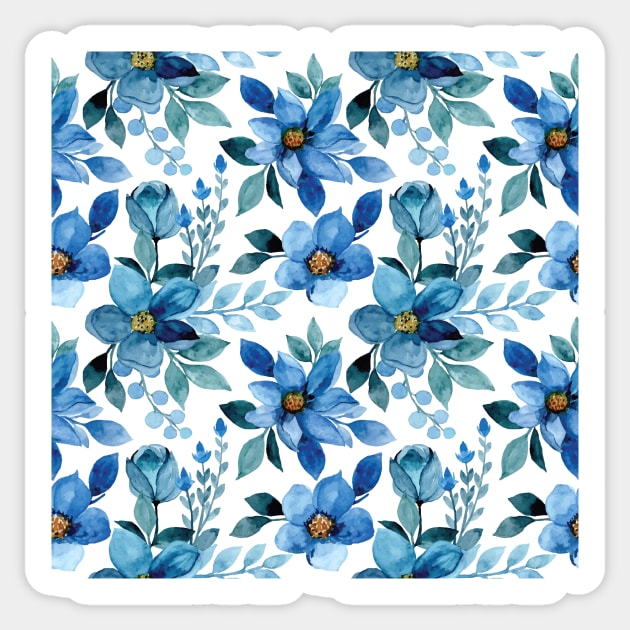 Blue Flowers - Flowers - Sticker | TeePublic