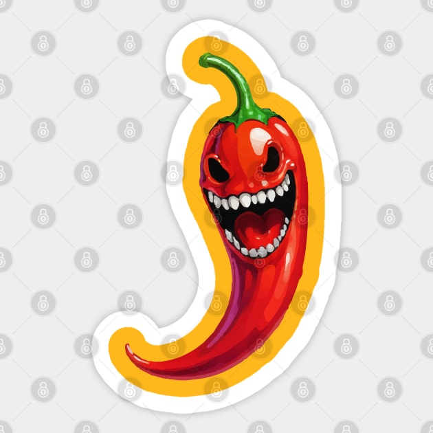 Evil hot pepper - Spicy Food - Sticker | TeePublic