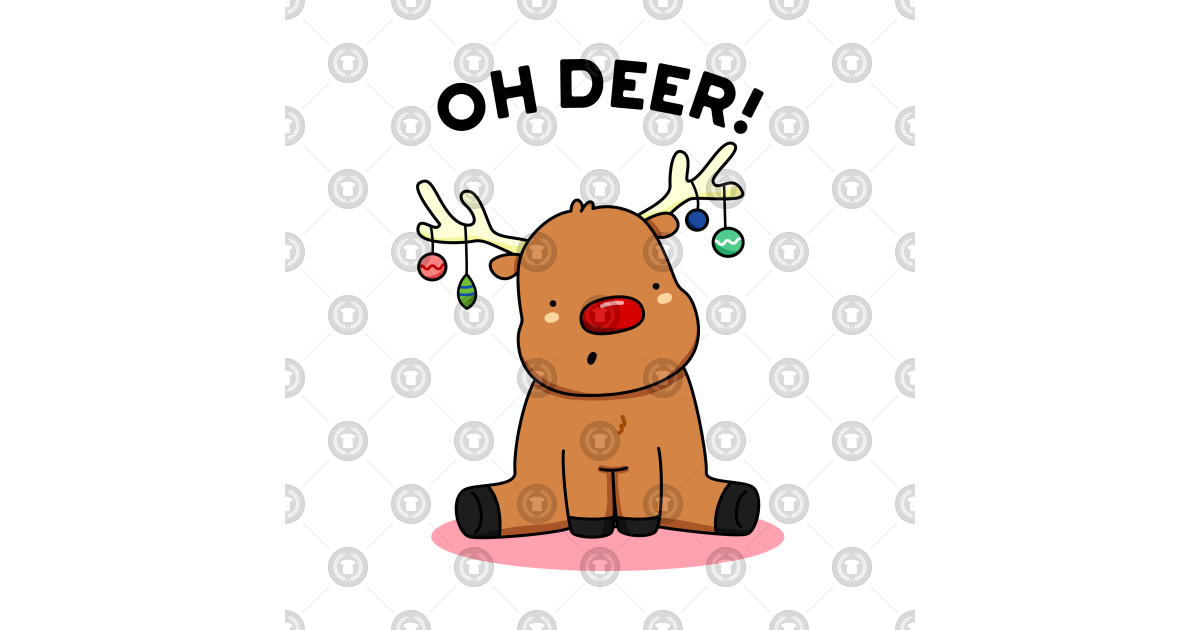 Oh Deer Cute Christmas Reindeer Pun - Deer Pun - Pin | TeePublic