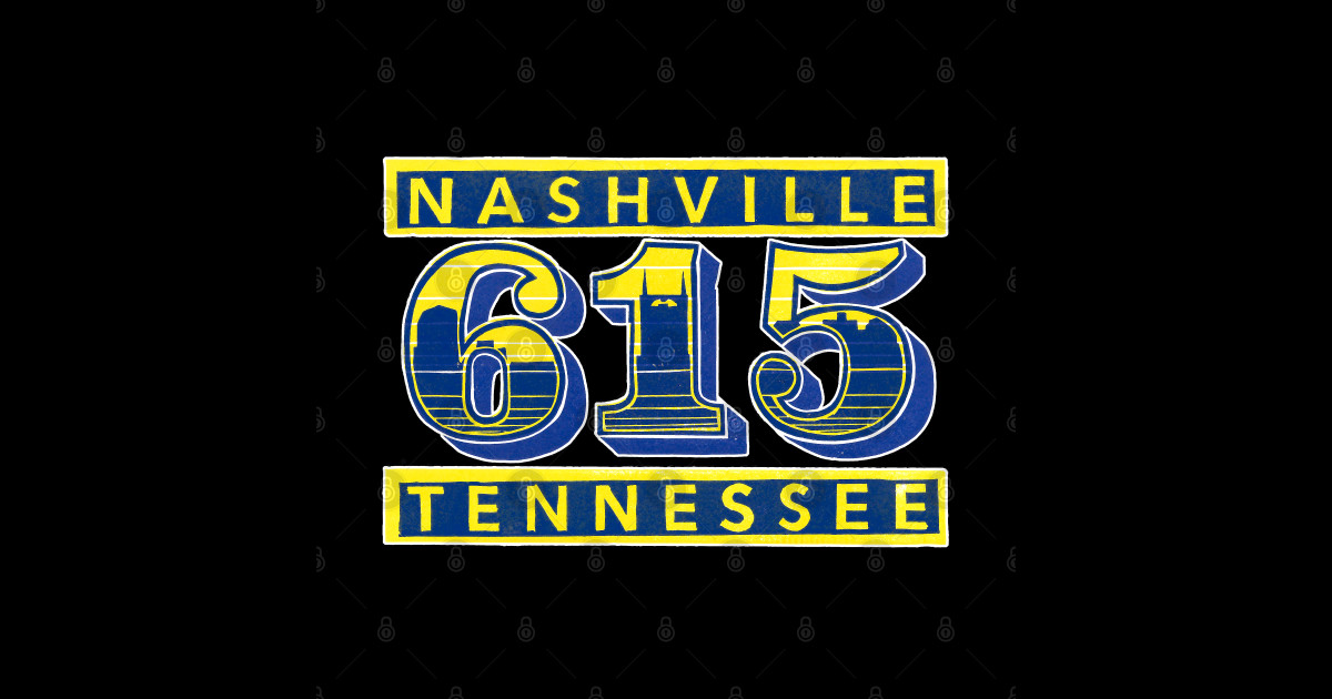 Nashville 615 Area Code Skyline - Nashville - Sticker | TeePublic