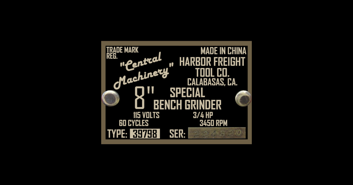 Harbor Freight 8" Grinder Vintage-Style Decal - Vintage Look - Sticker ...
