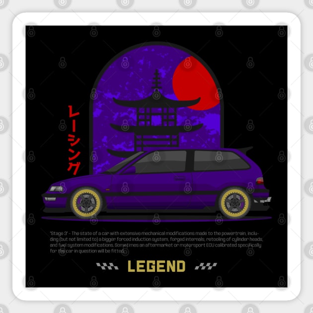 Midnight Racer Purple Kanjo EF JDM - Civic Ef - Sticker | TeePublic