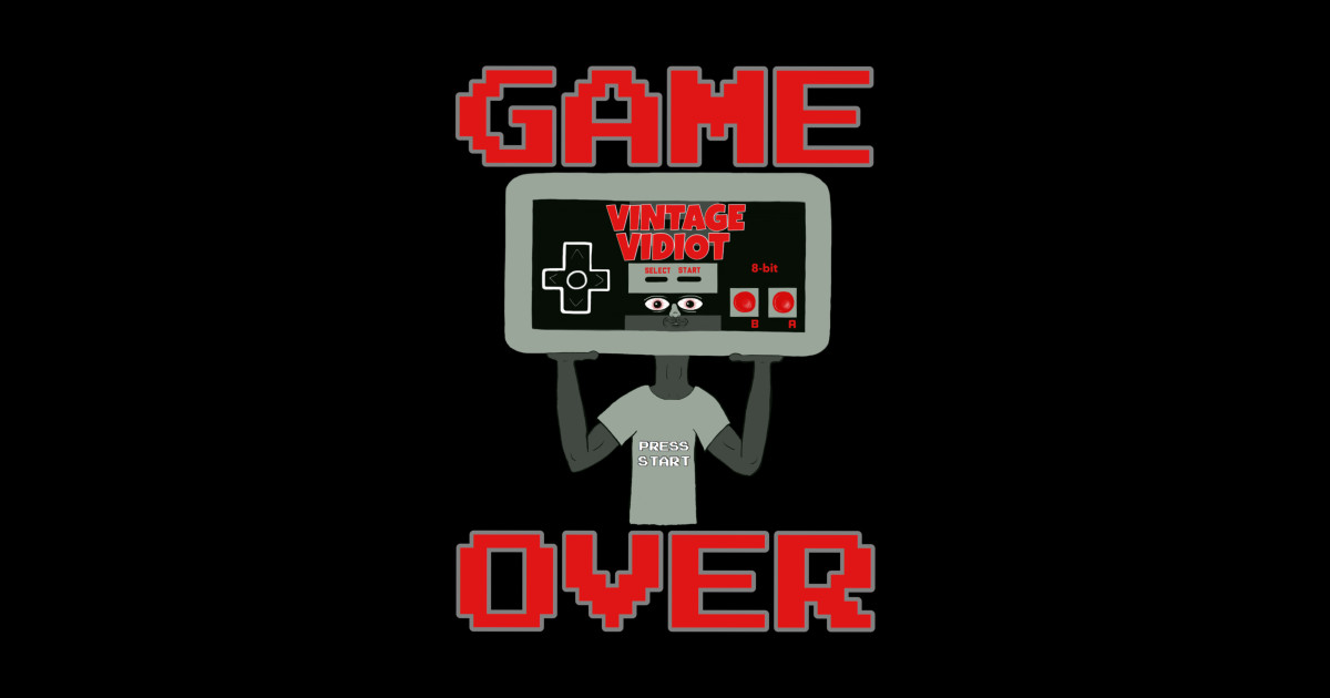 GAME OVER-Vintage Vidiot - Video Games - Sticker | TeePublic