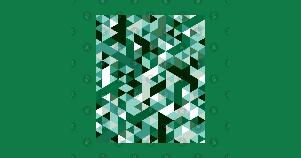 Distorted Geometric Art in Greens - Forest Green - T-Shirt | TeePublic