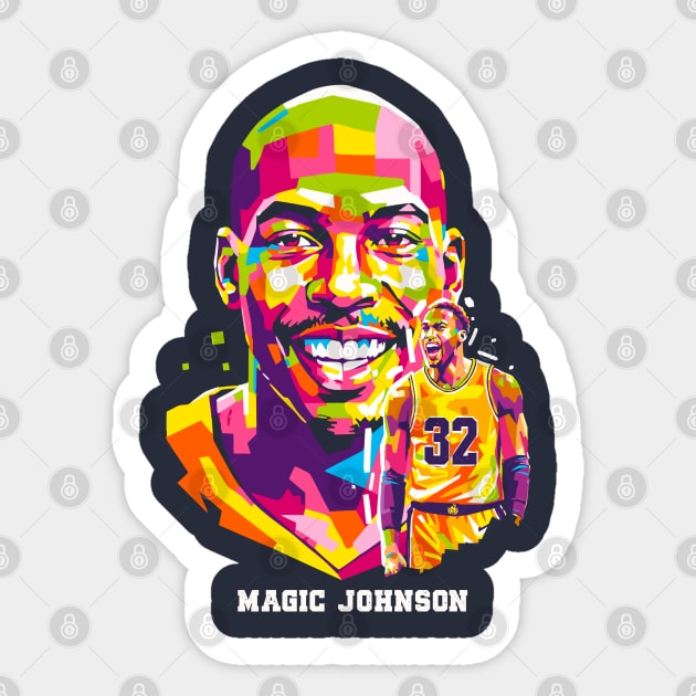 Magic Johnson - WPAP Portrait - Magic Johnson - Sticker | TeePublic