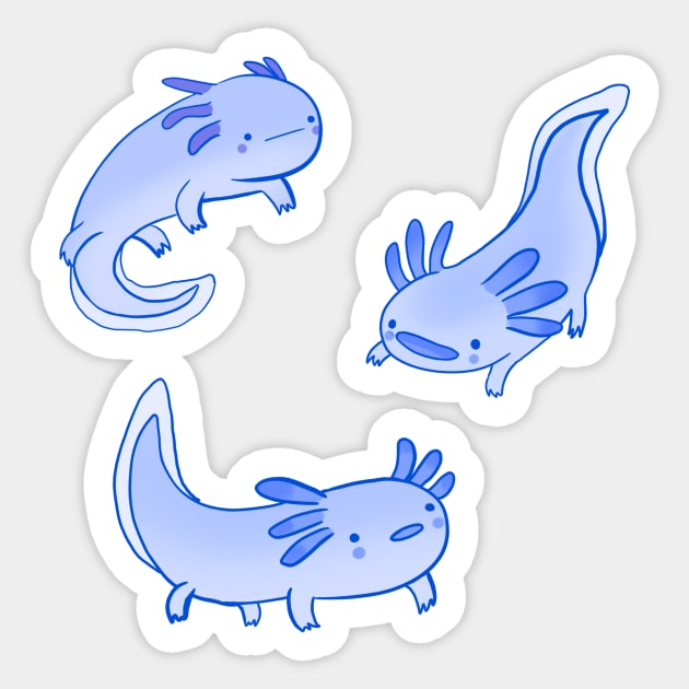 Cute blue axolotls drawing - Axolotl - Sticker | TeePublic